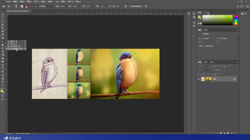 Photoshop,入门教学2019《第三十七课-混合器画笔的使用》