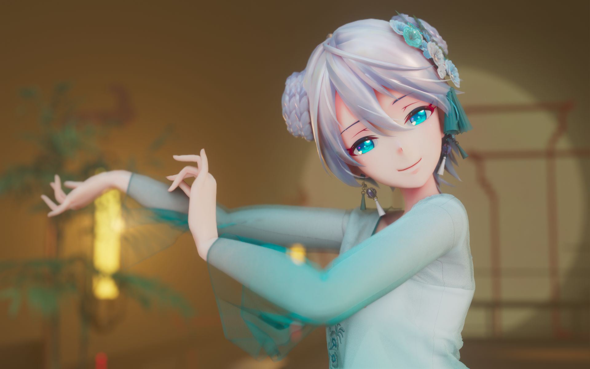 【言和/布料解算】青缕薄纱的古风小言和【言和MMD】