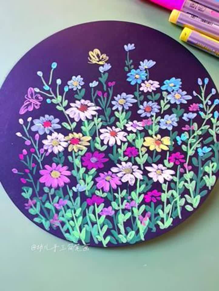 .花丛就画好了 #简易花草画法 #儿童画 #零基础学画画 #简笔画 #小花朵