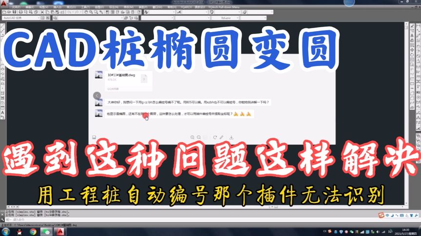 CAD工程桩图纸椭圆转换成真正的圆,再进行工程桩桩编号。