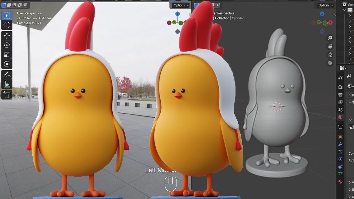 只需30分钟,blender教你学会捏小鸡仔 | 初学者教程 [实时]