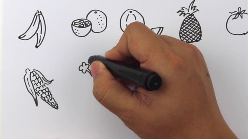 一起来教简笔画(水果和蔬菜)
