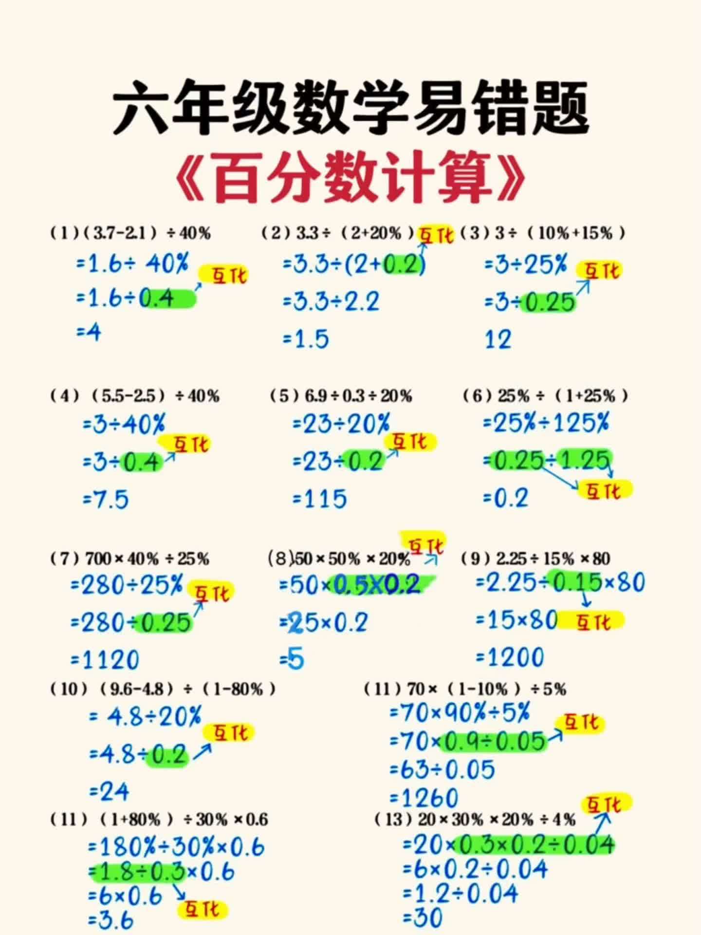 六年级数学易错题《百分数计算》!简单,出错率高!#六年级 #易错题