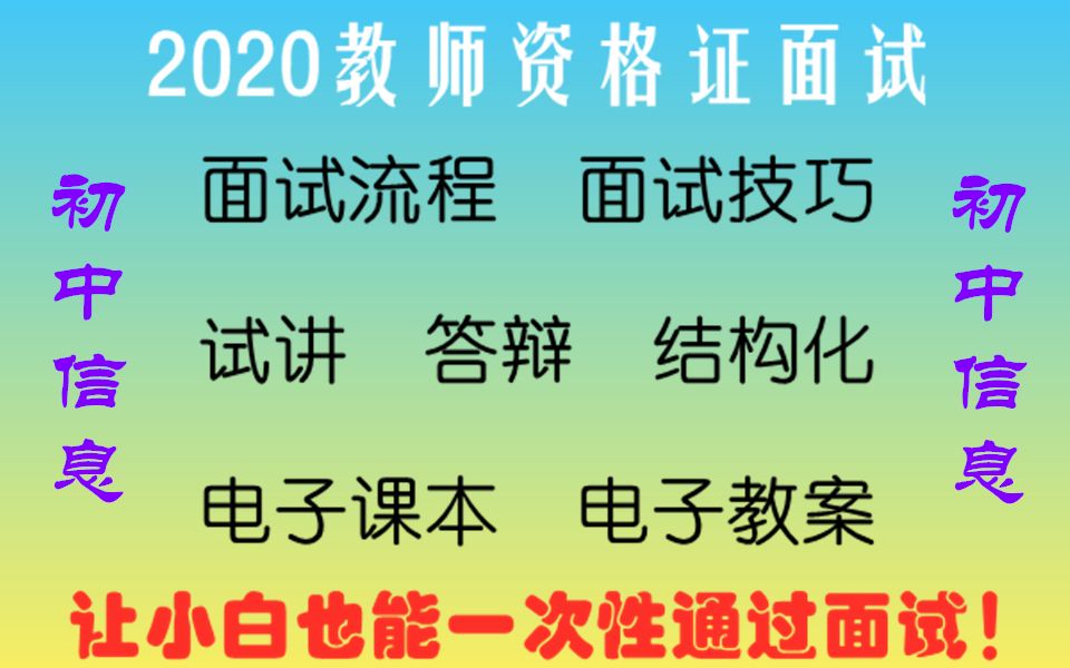 中公试讲答辩班--1—2020初中信息技术教师资格证面试试讲答辩结构...