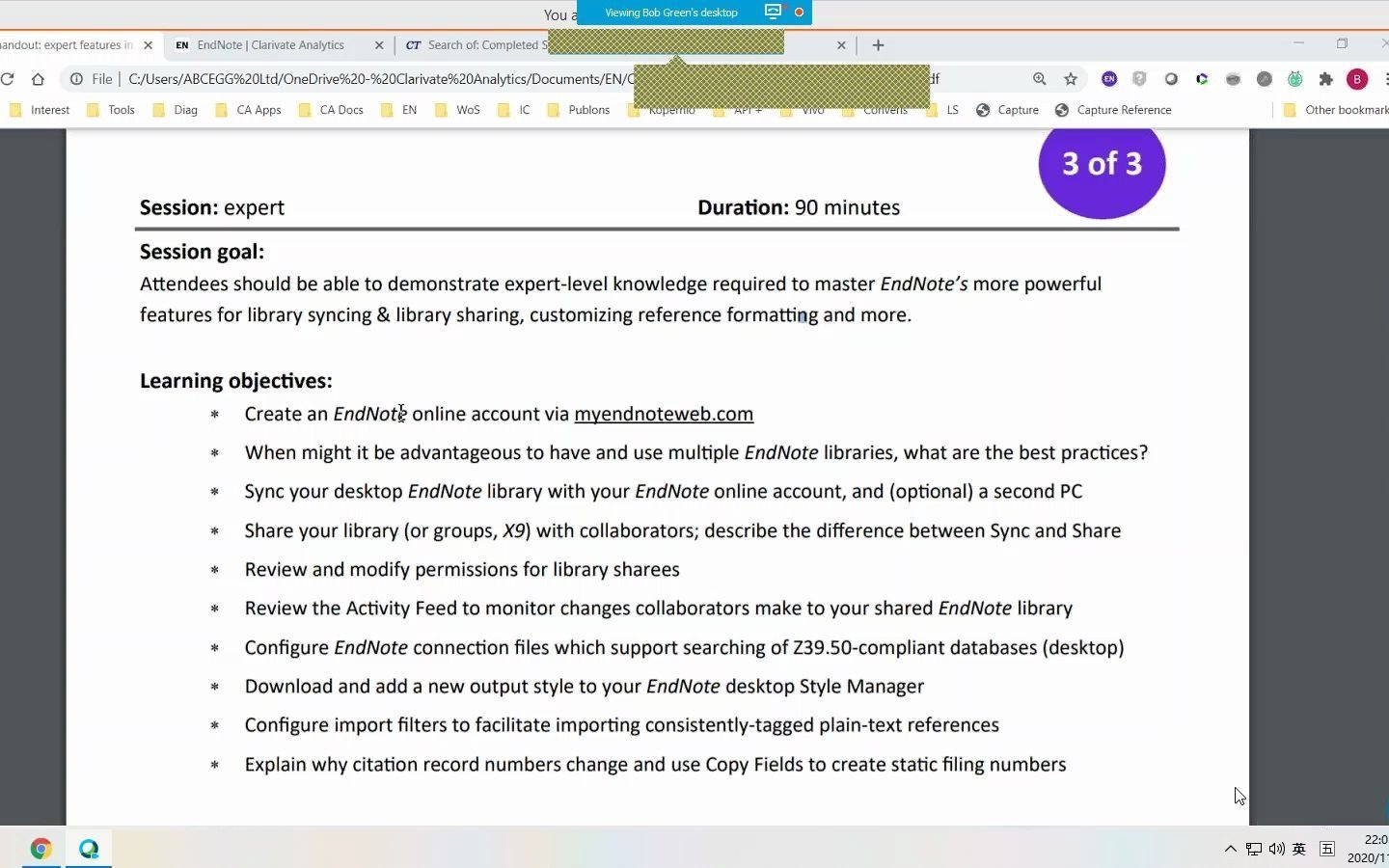 EndNote 20 高级功能讲座 官方培训 科睿唯安