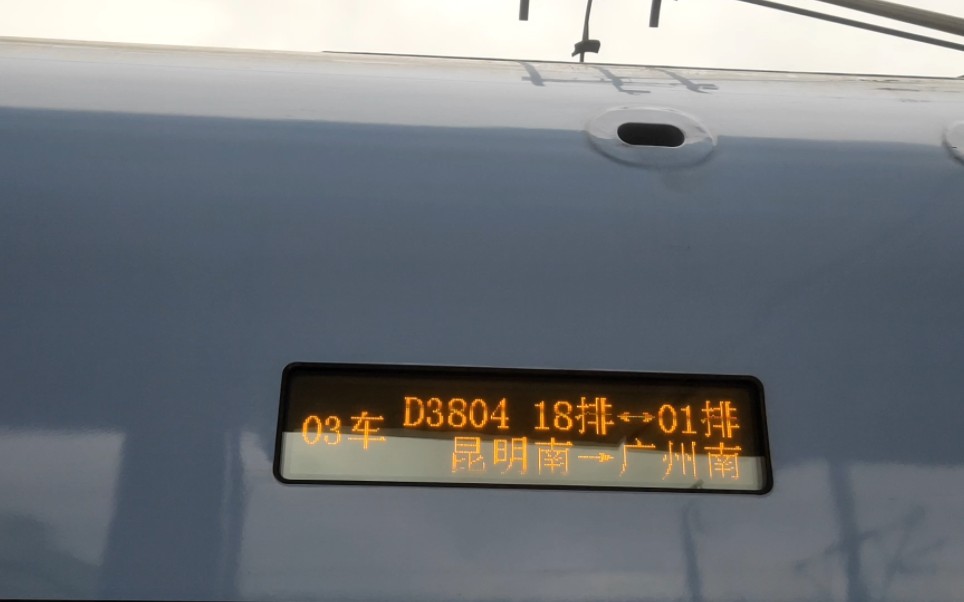 NO.4 新村:直拍复兴号高铁动车CR300AF-2043型,车次:D3804。车厢...