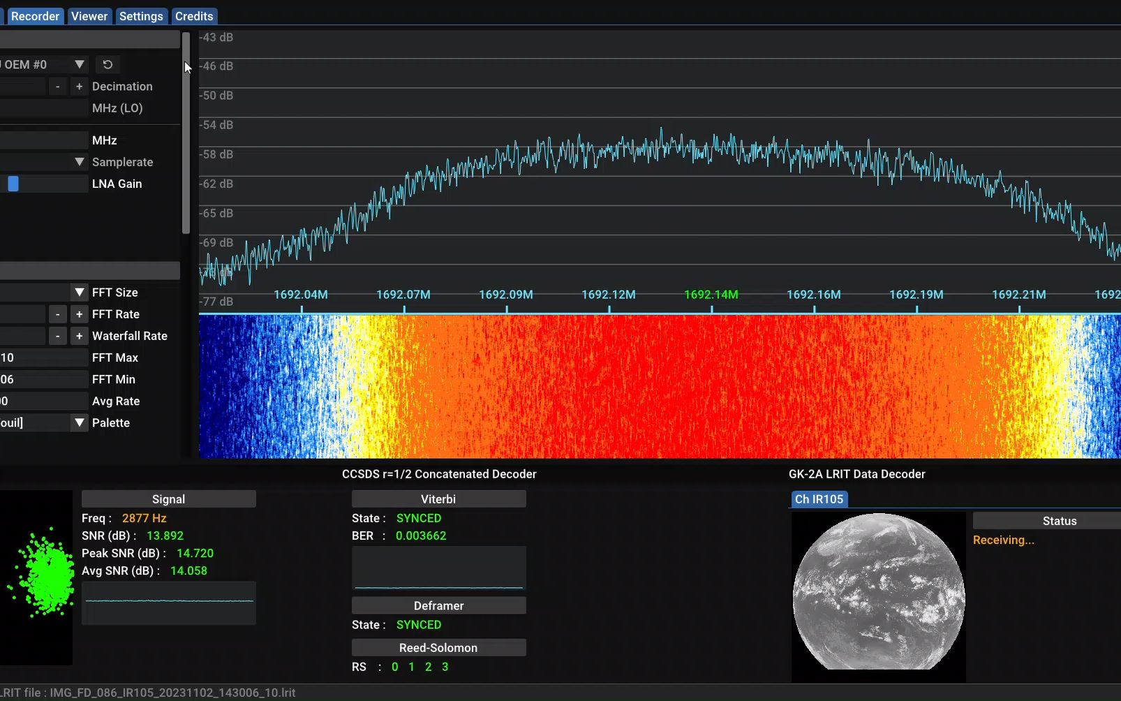 ...SatDump接收GK-2A气象云图的过程-低成本GEO卫星L波段接收系统