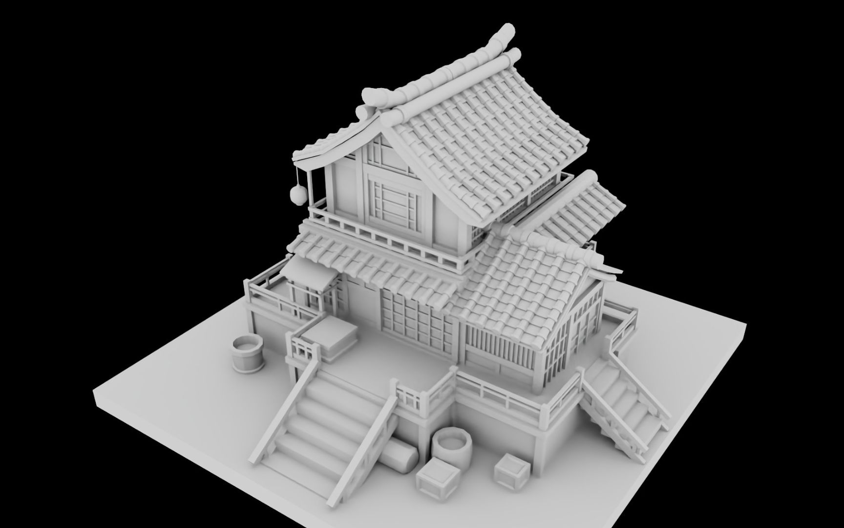 【Maya场景建模】2小时教会你肝建模作业,古风场景建模案例思路详解...