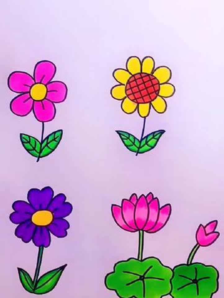 幼儿园简笔画~小花#一学就会的简笔画 #画画其实很简单 #跟着学画画 .