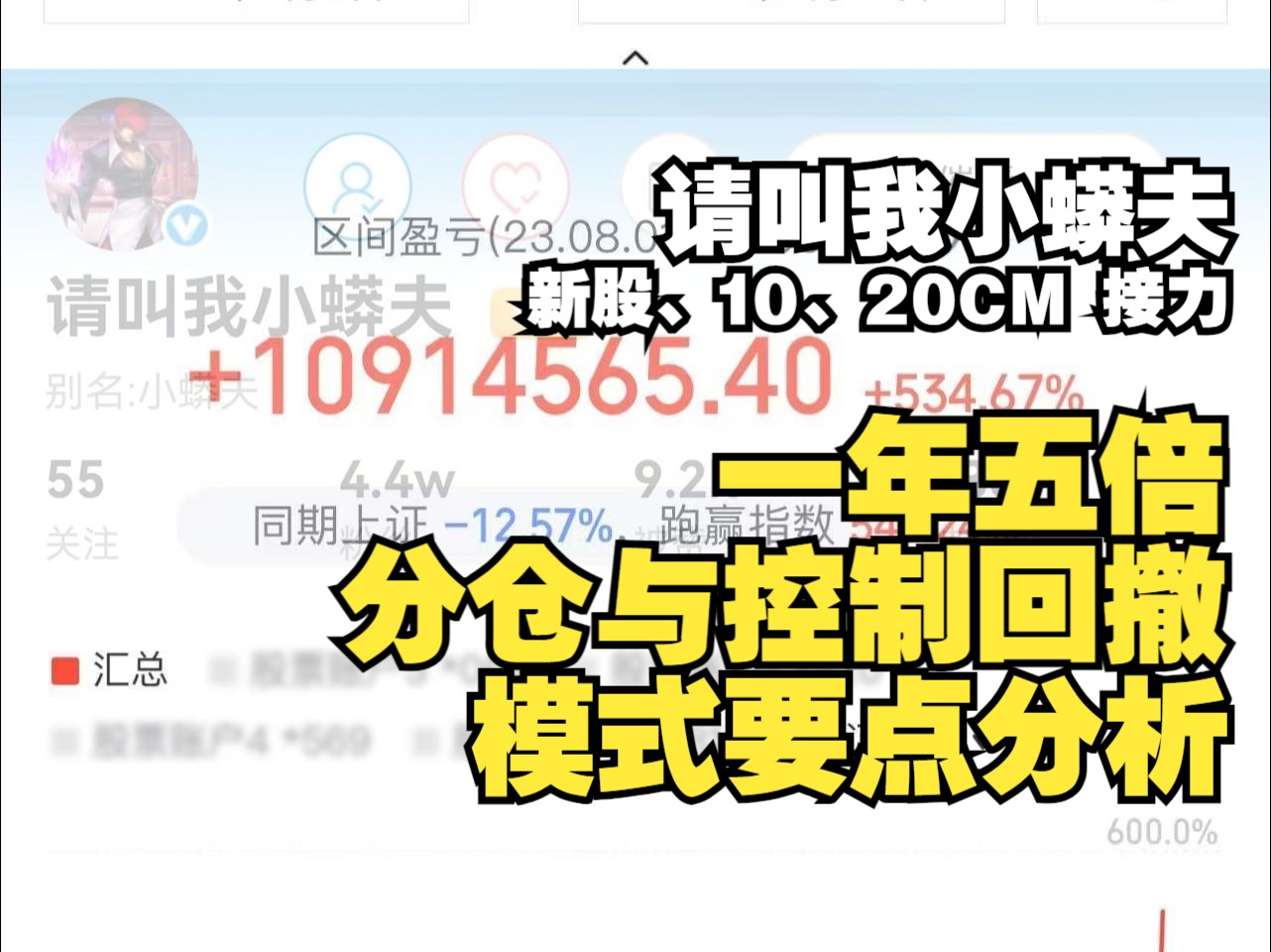 [新股、接力]「请叫我小蟒夫」:一年五倍,分仓、控制回撤的重要性,...
