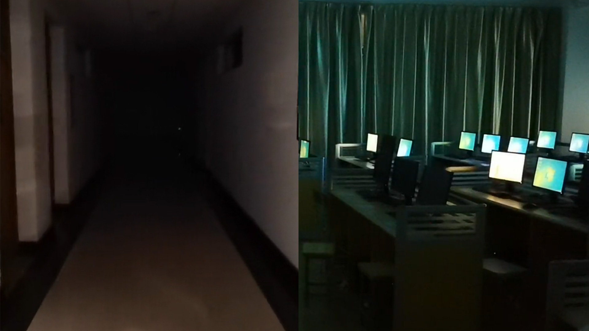 女子晚上回教室拿东西,发现空调电脑全开着气氛诡异:像极了鬼片