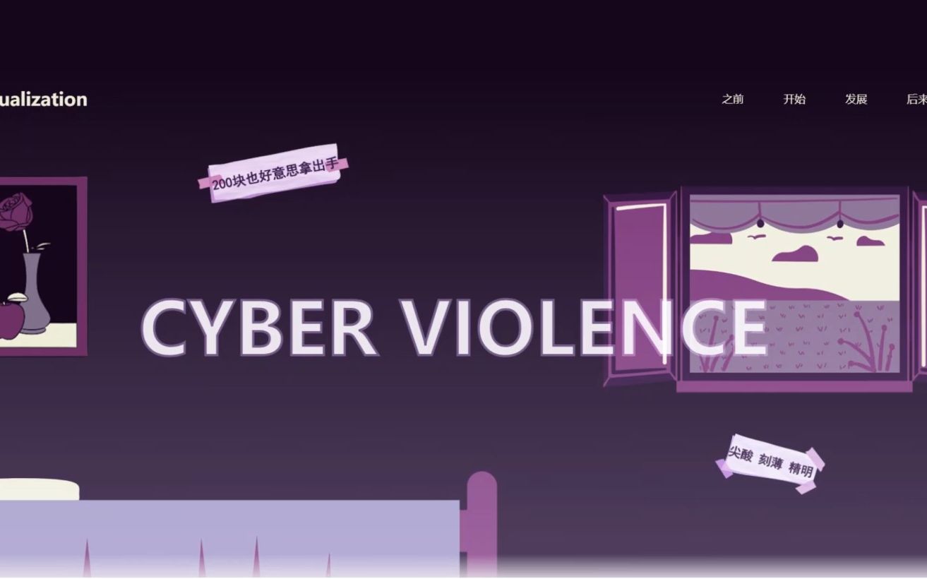 毕设网站演示 | 网络暴力交互式信息可视化/网页设计_部分界面平面展示
