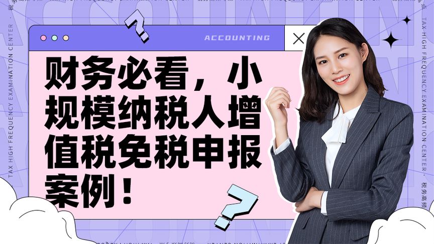 财务必看,小规模纳税人增值税免税申报案例!关注我,看财务干货