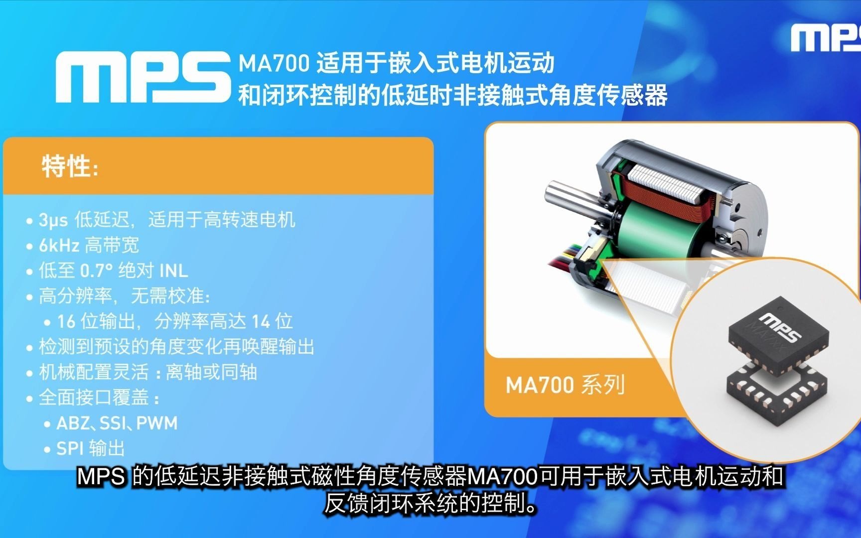 ...系列:适用于嵌入式电机运动和闭环控制的低延时非接触式角度传感器