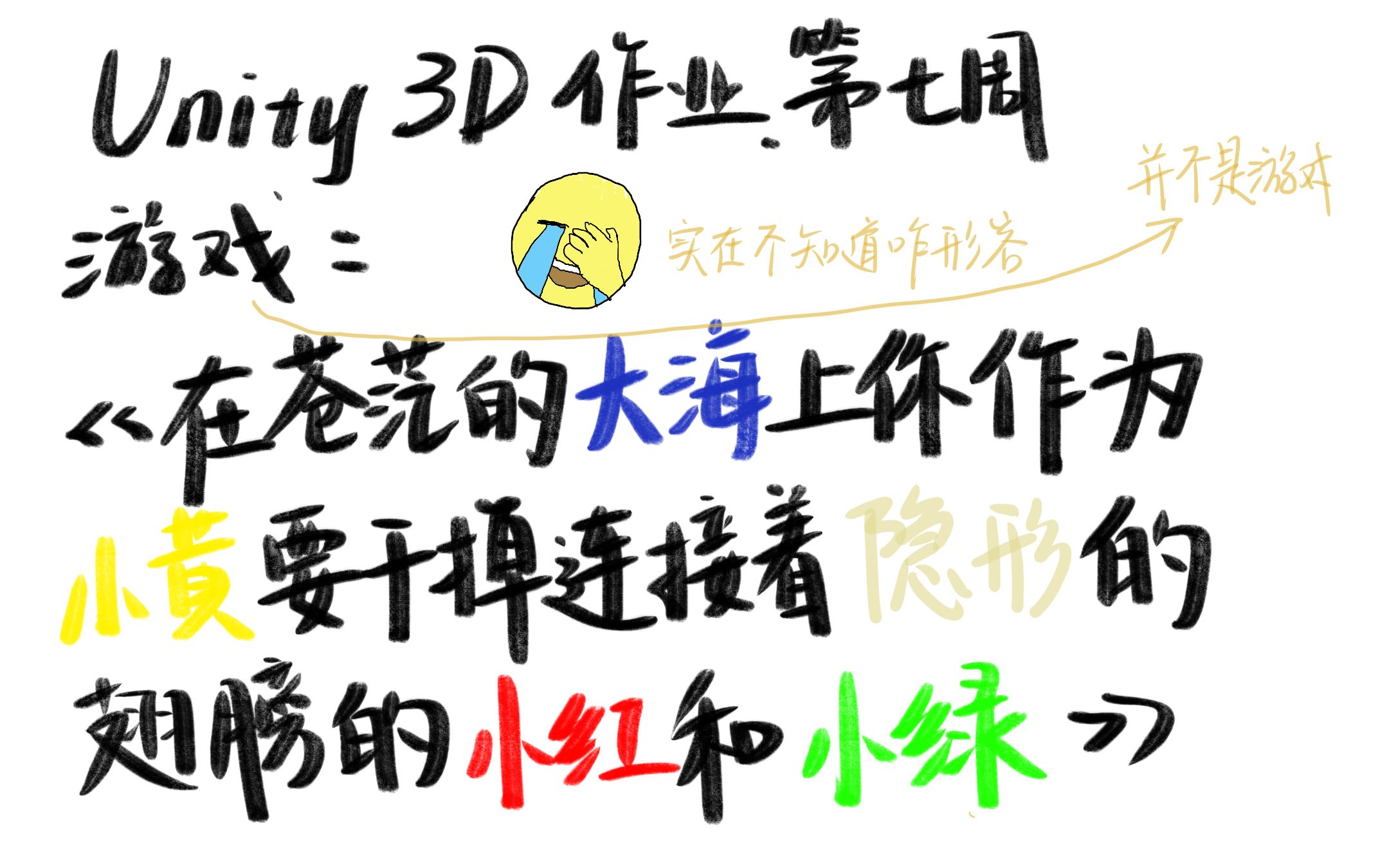 【Unity3D】第七周作业伪游戏《在苍茫的大海上你作为小黄要干掉...