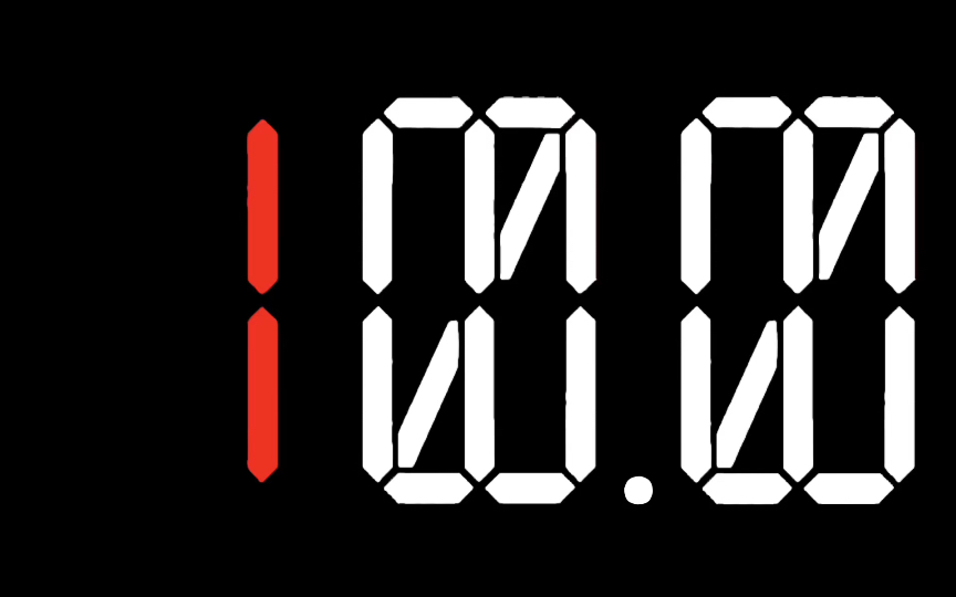 100秒倒计时 (精确到0.01秒,彩色数字)