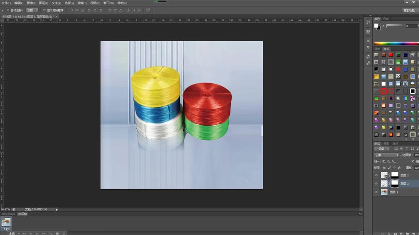 Photoshop如何给圆柱物体加倒影效果