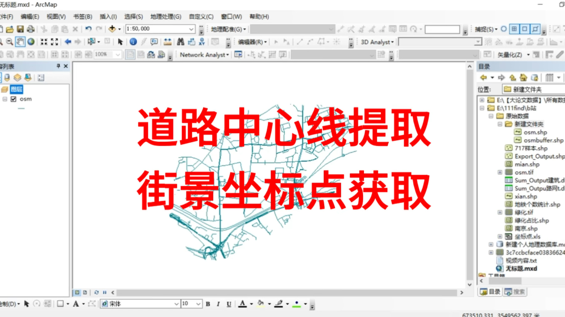 Arcgis之道路中心线提取 街景坐标点获取