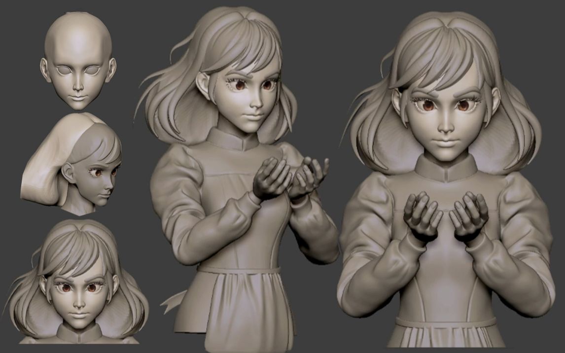 【zbrush新手教程】写实人物角色建模;五官结构比例,头发,衣服褶皱等...