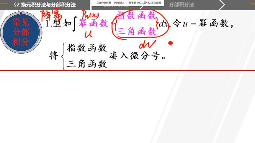 第三讲一元积分学3.1不定积分 常见分部积分