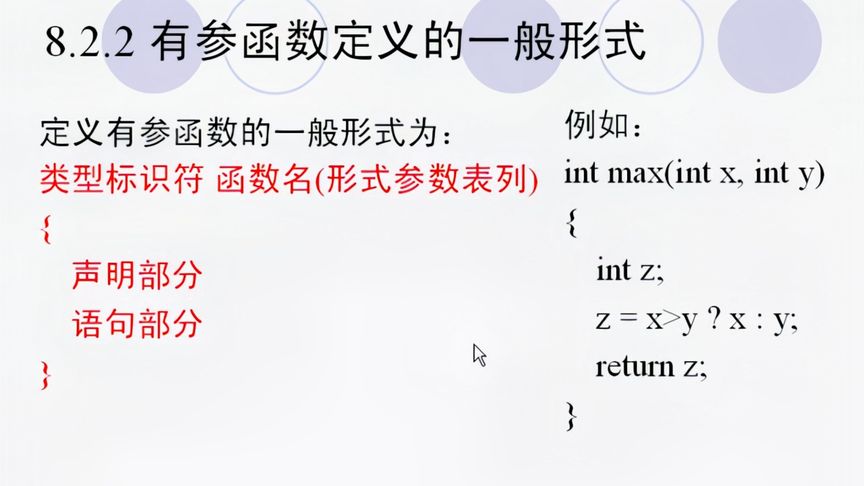 C语言编程详解-第122讲 有参函数定义的一般形式