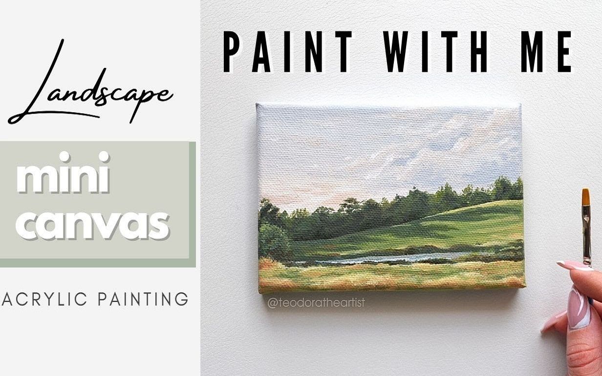 【丙烯画】【绘画教程】迷你风景画-Mini Canvas Landscape ...