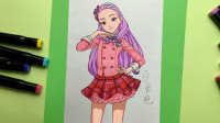菲梦少女手绘简笔画:穿着校服的宁雪艳很美,看起来很高傲