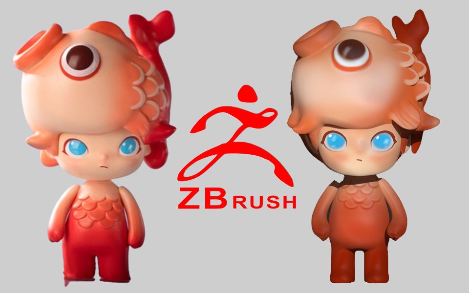完整还原泡泡玛特锦鲤盲盒手办制作教程【zbrush建模】