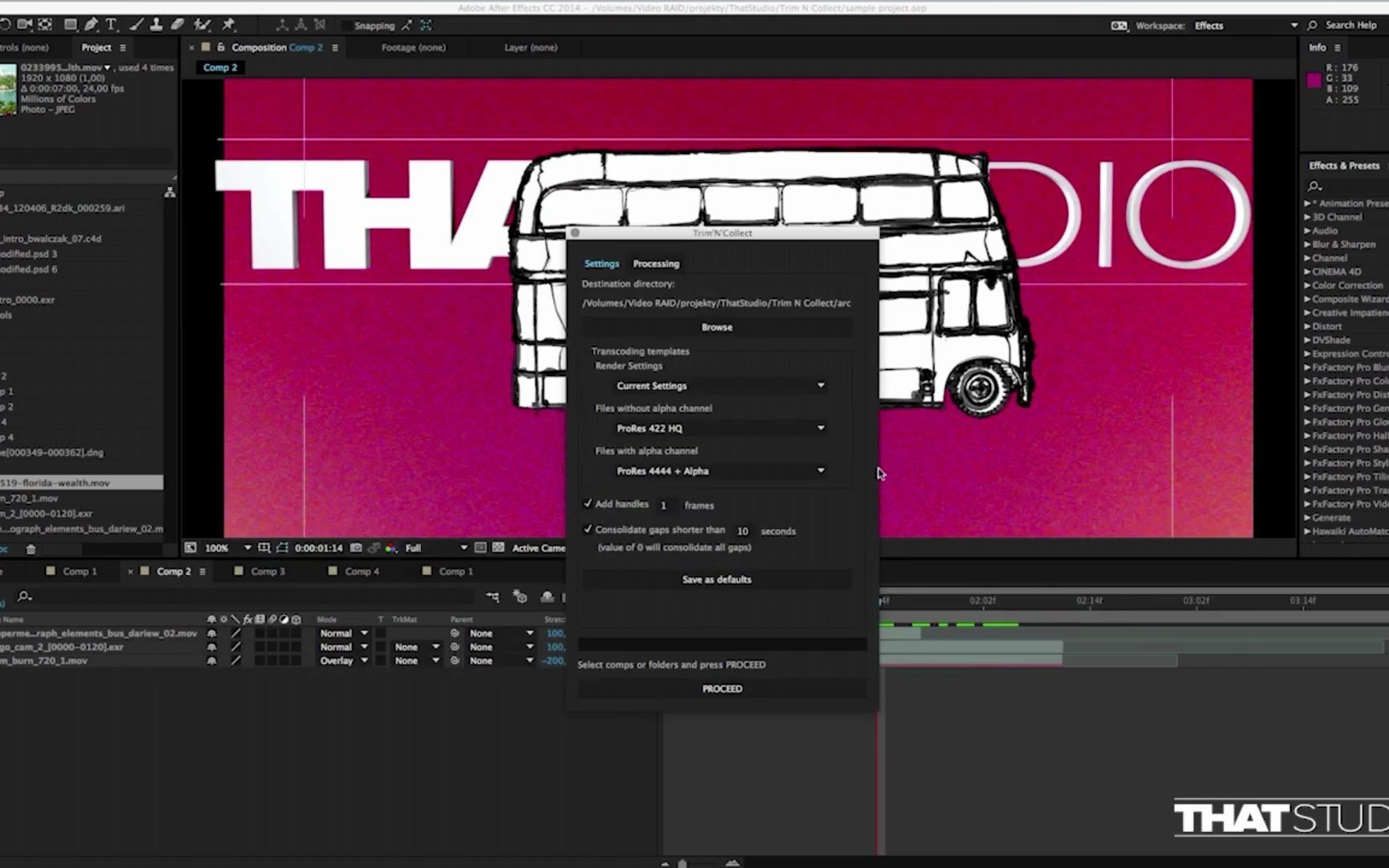 AE插件Trim N Collect修剪存档交换项目中媒体文件