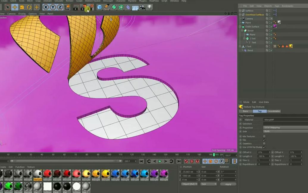 Cinema 4D C4D教程 用C4D制作一个折叠卷曲文字效果视频教程讲解