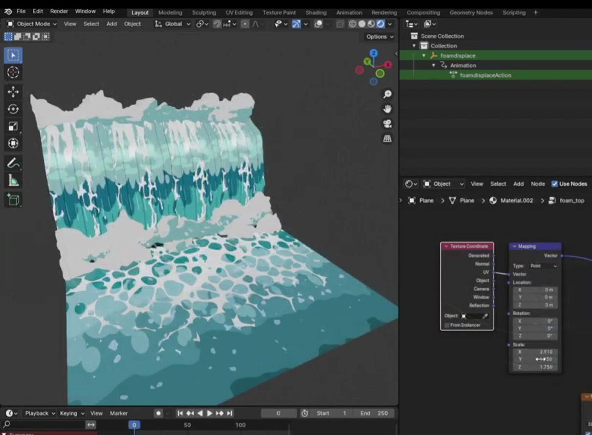 【Blender】制作风格化水波浪 水溅动画效果!(附文件下载)