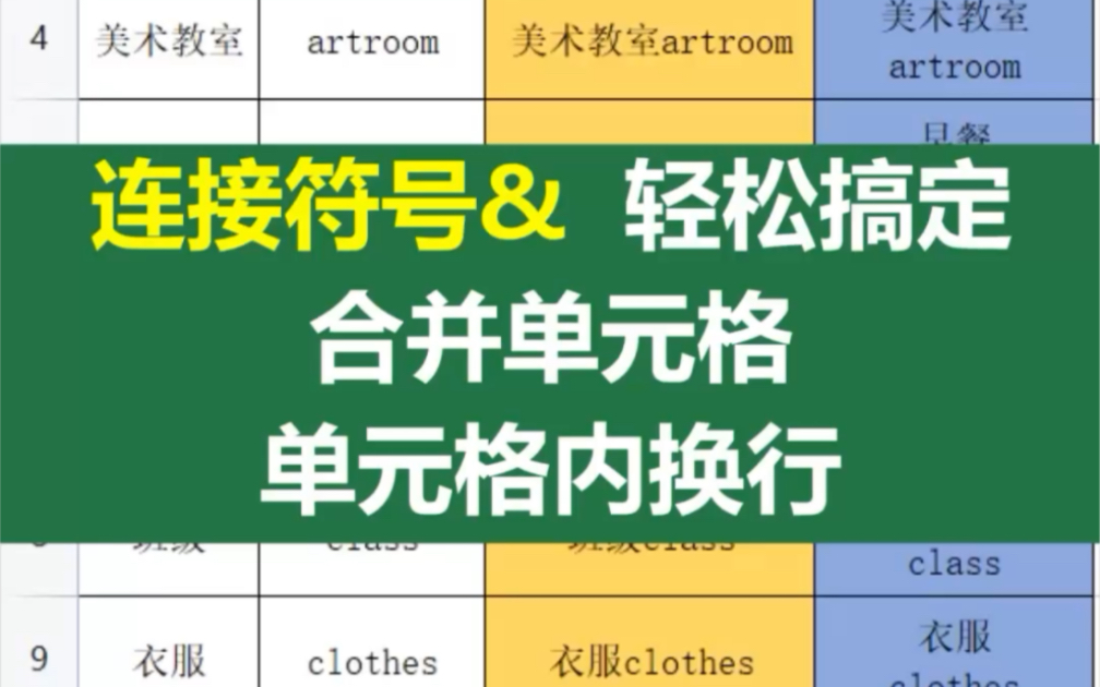 连接符号& 轻松搞定 合并单元格及单元格内换行