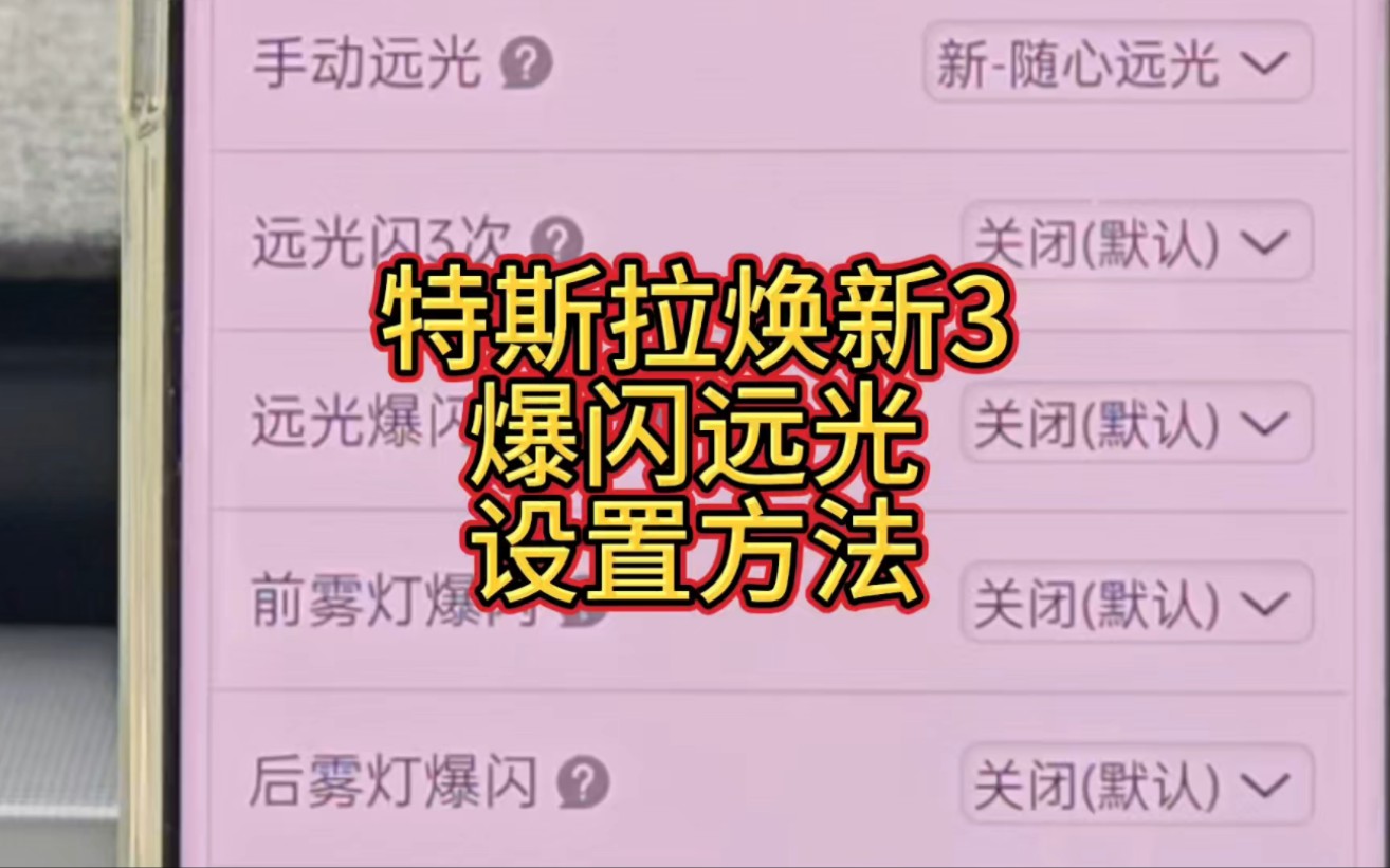 特斯拉焕新3邪恶大鼠标爆闪远光的使用和设置方法,视频最后有效果...
