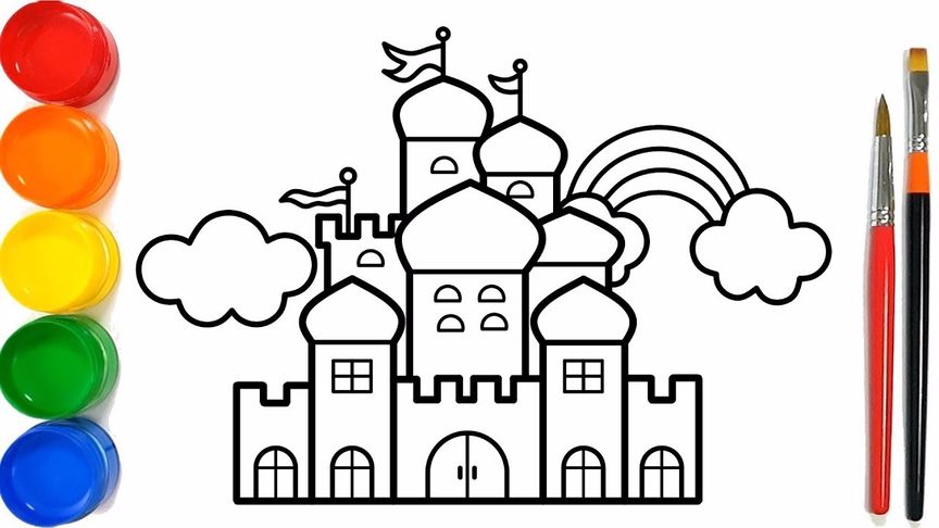 趣味绘画,绘制奢华城堡并着色,很赞哦!