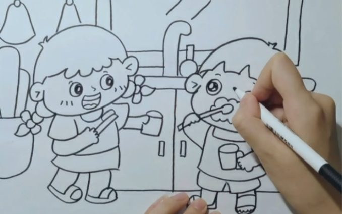 幼师资格证面试主题简笔画:刷牙歌