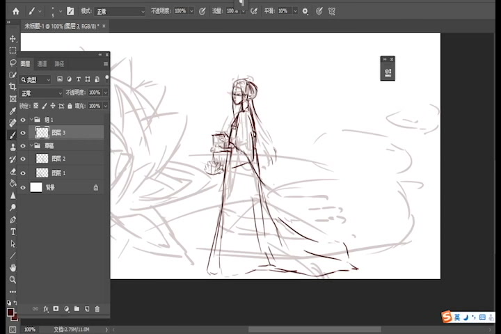 [板绘过程]听纯音乐画古风,看我能坚持多久以这样的频率画画剪辑