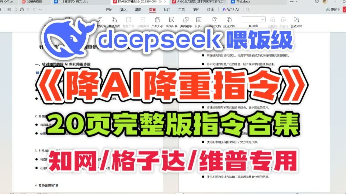 100个Deepseek降重、降AIGC率喂饭级指令大全,论文查重率一天从...