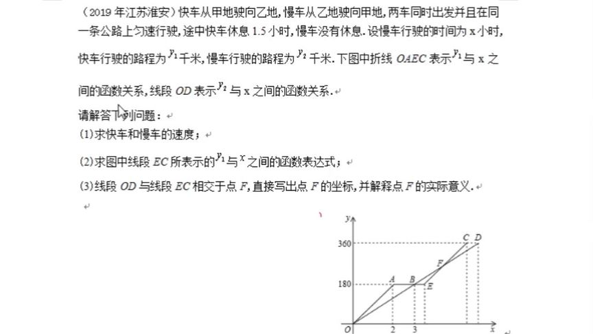 中考真题解析:一次函数的分段函数,如何读图。