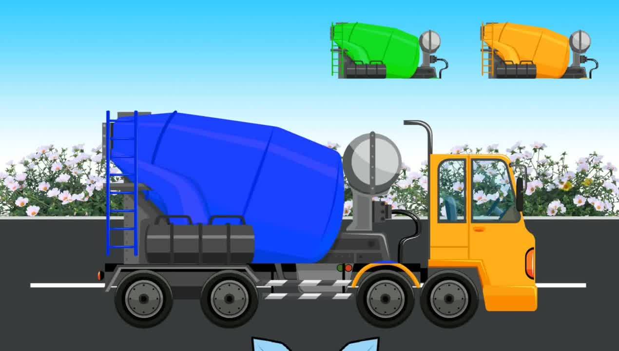 认识混凝土运输车,环保垃圾车,拖拉机等工程车