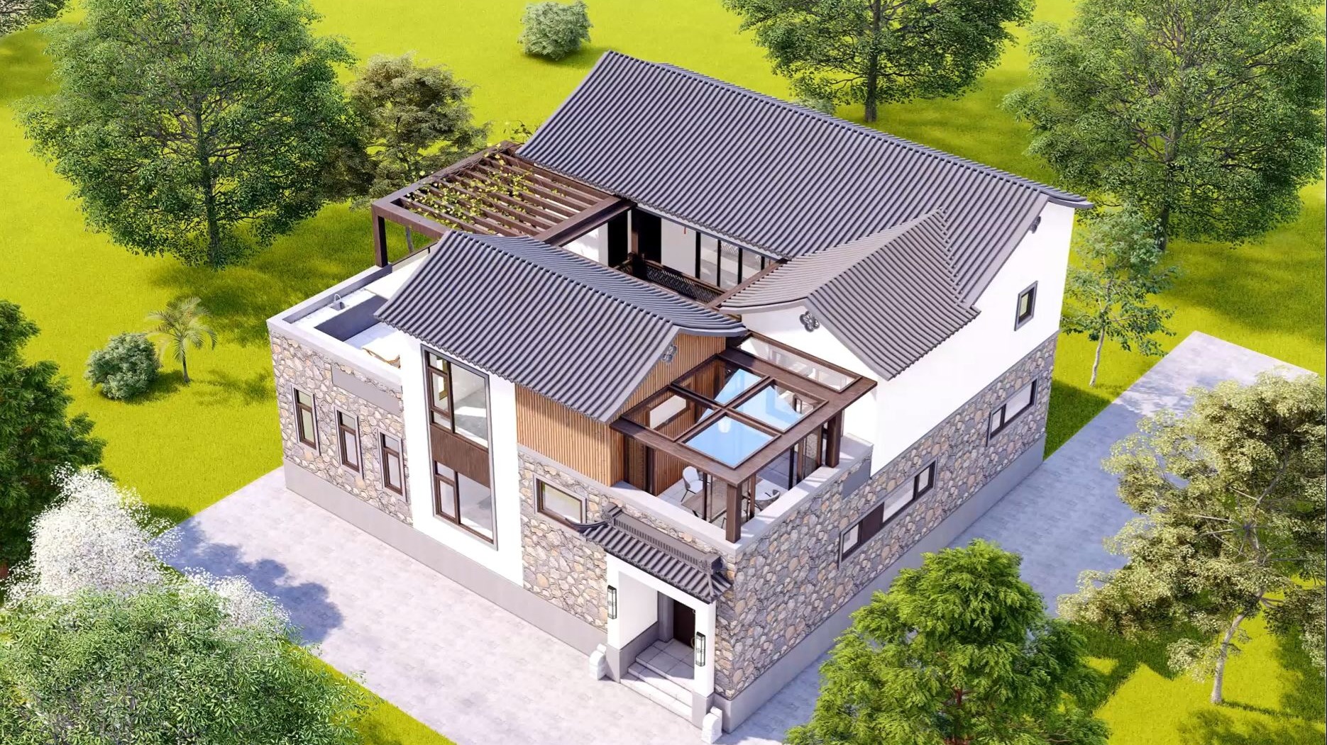 【设计案例分享】北京房山二层现代风格自建别墅设计