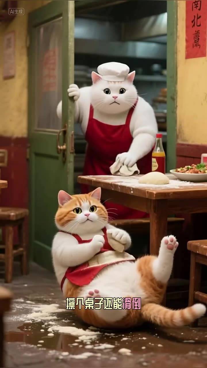 动漫:厨房里的温暖时光,猫咪大厨也在认真生活。