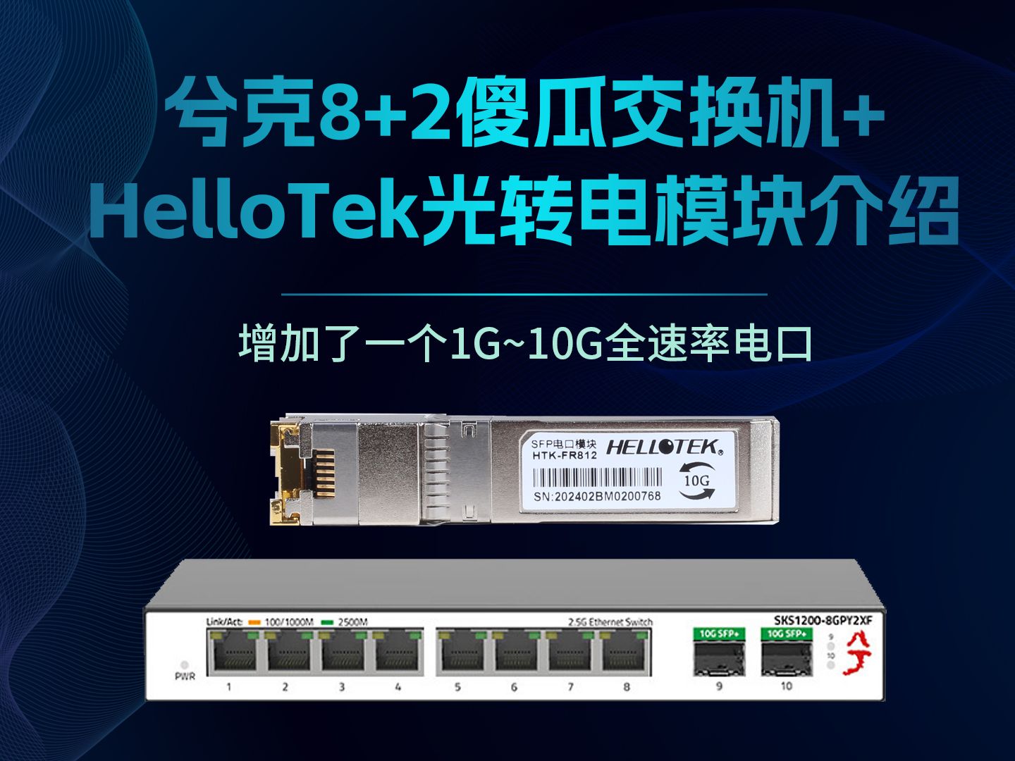 兮克8+2 2.5G交换机+HelloTek光转电模块介绍