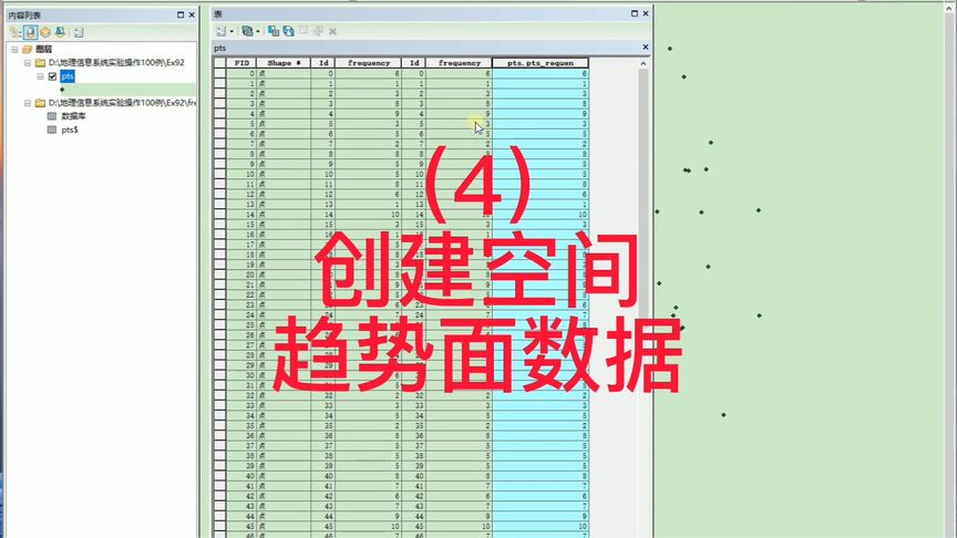 ArcGIS突显与表格构建趋势面(4)创建空间趋势面数据