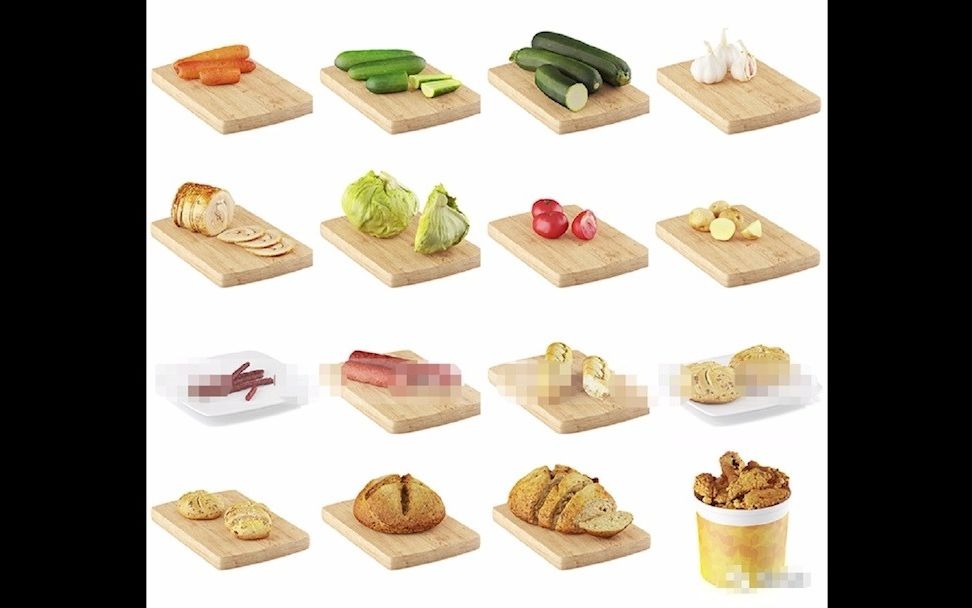 【C4D食物3D模型】餐饮美食食物汉堡薯条水果蔬菜蛋糕面包C4D...