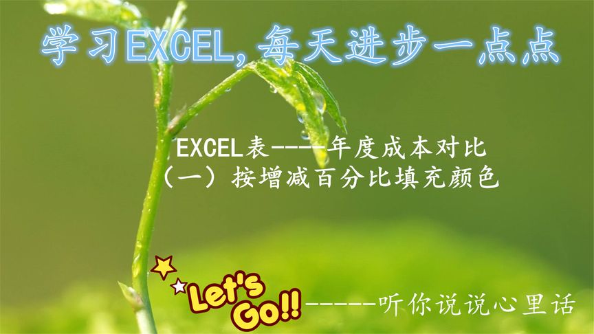 EXCEL表之年度成本对比(一)按增减百分比填充颜色