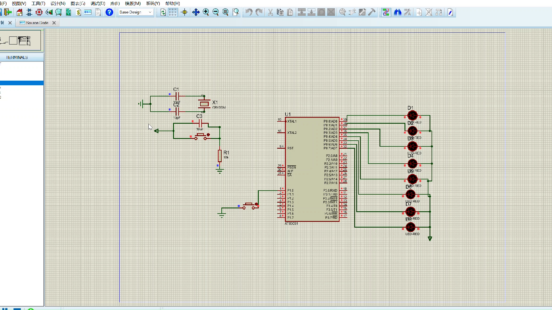Keil&Proteus 八个LED灯的单复数闪烁