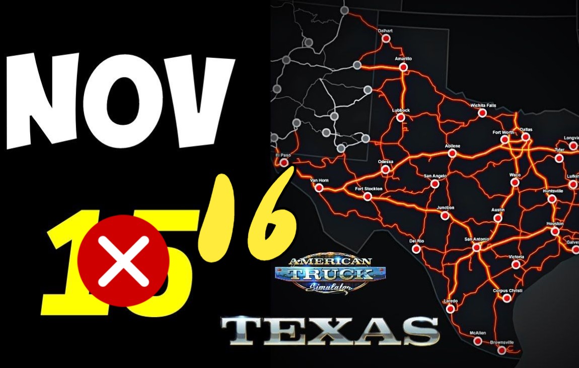 【YouTube】得克萨斯州发布日期和地图公布-11月15(16)日 | ETS2/...
