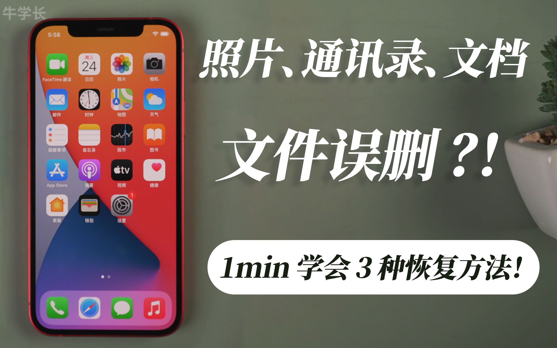 苹果手机文件误删怎么恢复?1min 学会这3种方法,教你免费找回!