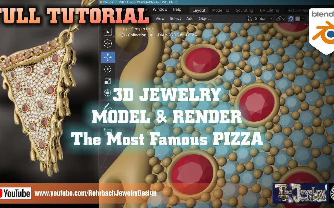 iBlender中文版插件 3D 珠宝建模和渲染 钻石 蓝宝石 金链子 Blender教程