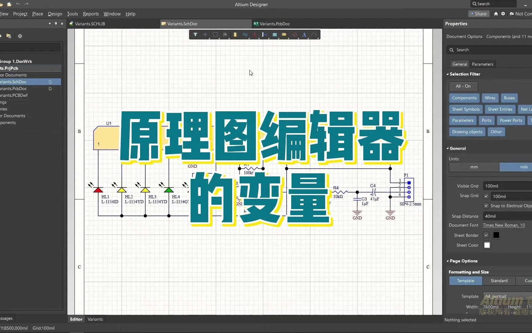 Altium Designer 技巧教程 | 原理图编辑器的变量 | AD22
